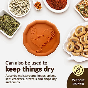 JBK Pottery Brown Sugar Saver - Terra Cotta Humidifying Stone Softens Brown Sugar, Keeps Snacks Crisp and Fresh - Natural Clay Moisture Absorber for Food and Chips