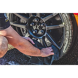 The Rag Company - Creature Edgeless Auto Detailing Towels (10-Pack) Professional 70/30 Blend, Dual-Pile Plush Microfiber, Buffing & Polishing, 420gsm, 16in x 16in, Black