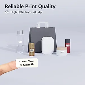 PikDik Mini Bluetooth Label Makers - D11 White Label Maker Machine with Tape Portable Label Printer Labeler for Labeling Jars Bins Home Organizing Office