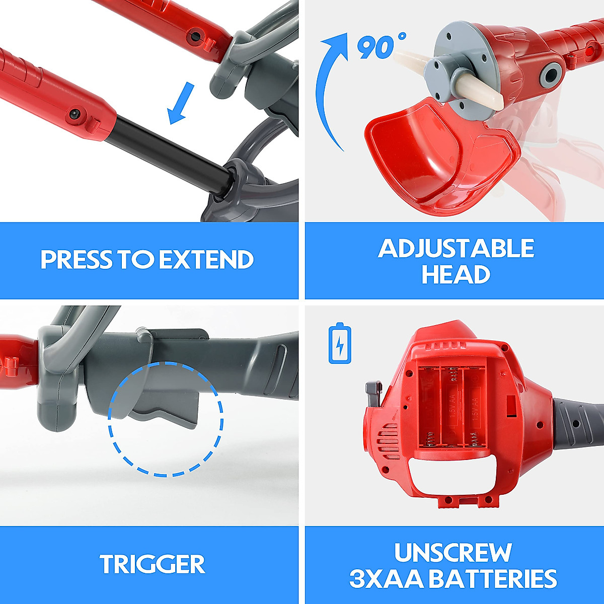 Toy Choi's Toy Trimmer for Kids - Power Construction Play Tool Kids Trimmer,Outside Pretend Play Garden Toy with Light Sound,Educational Toy Kid Tool Set Gardening Lawn Toy for Boy Girl Ages 3+