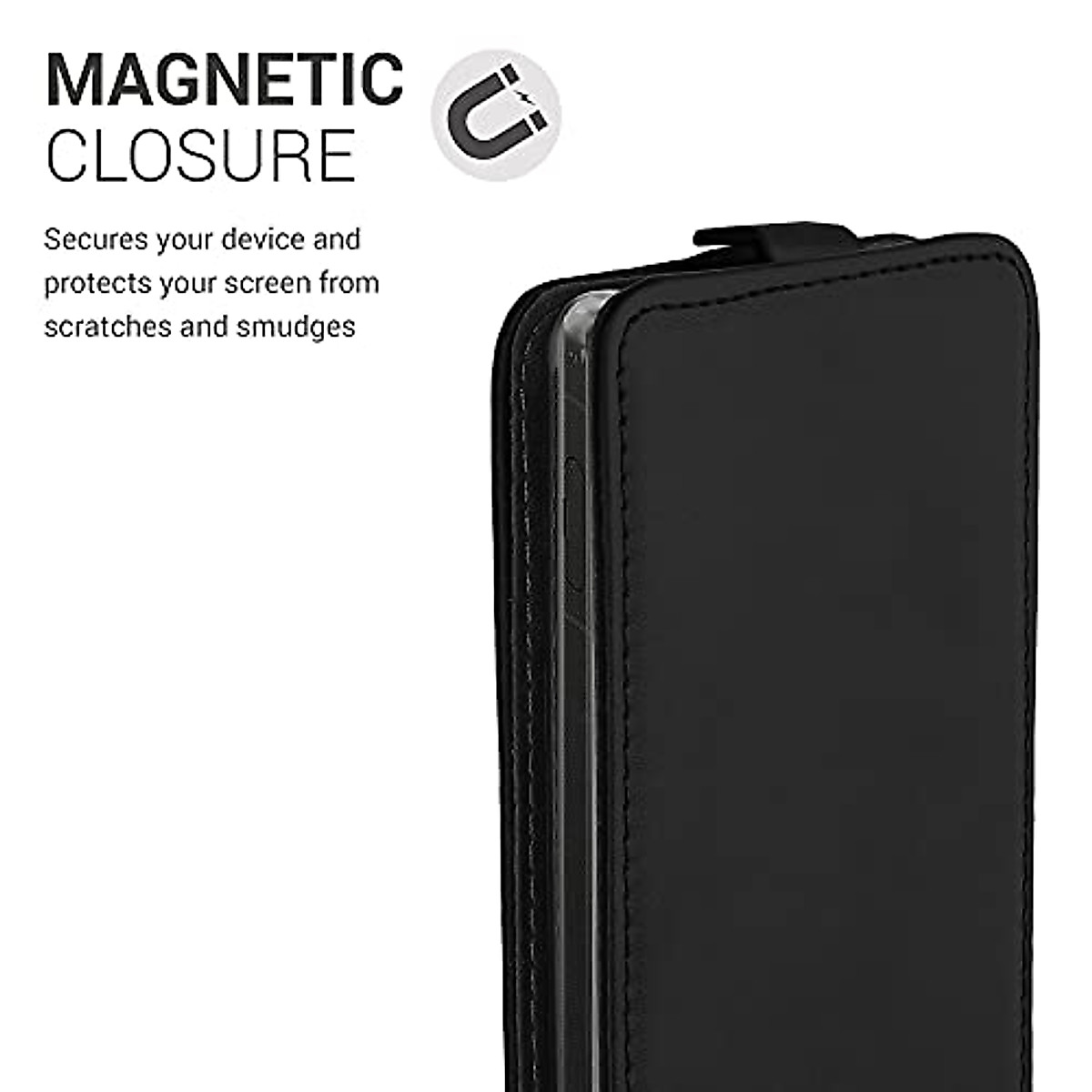 kwmobile Vertical Flip Case Compatible with Sony Xperia 1 III - Case PU Leather Protective Flip Cover with Magnet - Black