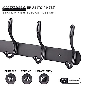 STZZ Wall Mounted Coat Rack, 2 Pack Stainless Steel Heavy Coat Hooks for Hanging Coats, Robes, Scarf, Towels, Keys, for Bathroom, Bedroom,Corridor,Entryway(Black)