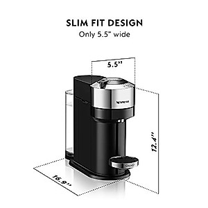 Nespresso Vertuo Next Deluxe Coffee and Espresso Machine by De'Longhi, Pure Chrome