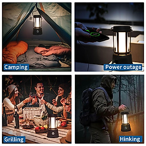 LED Camping Lantern, 6000mAh Solar Powered/ Hand Crank/ USB-C Rechargeable Camping Lights, 3 Light Modes 3500LM Dimmable Hanging Tent Lights Lamp Waterproof for Emergency Home Power outages Failure