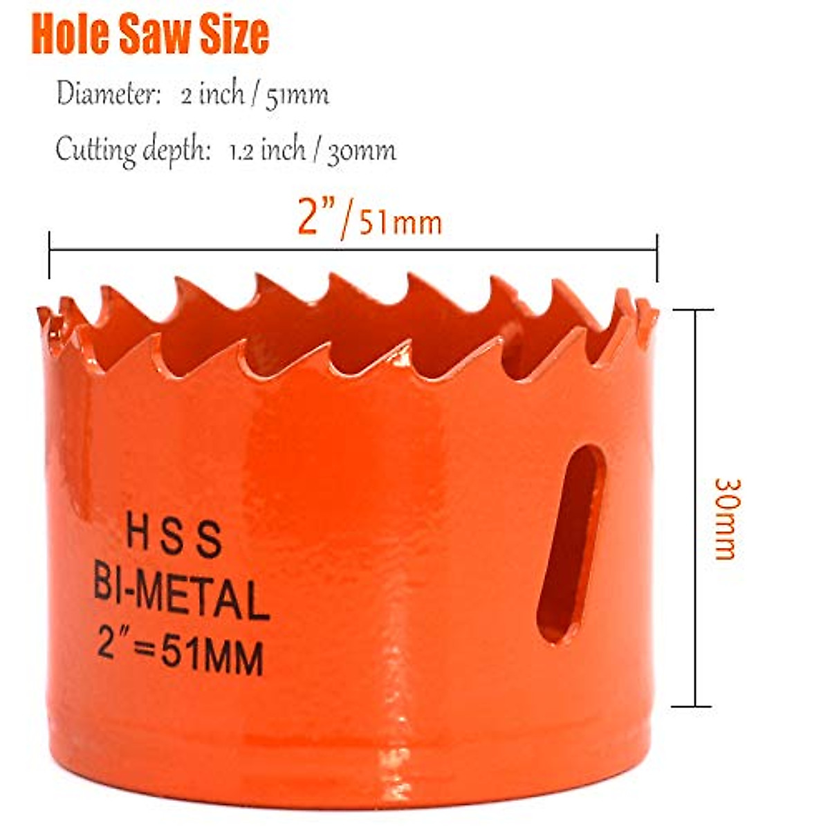 Koopi 2 Inch BI-Metal Hole Saw with Arbor and Replacement Pilot Drill Bit, 51mm Dia Hole Cutter for Easily Drilling Wood, Plastic, Thin Metal