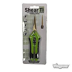 Viagrow Pruning Shear with Titanium Coated Straight Precision Blades, Hand Pruner for Gardening, Green, 3-Pack