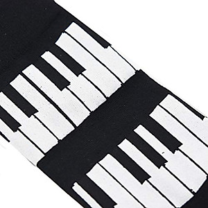 Crazy Socks, Unisex, Graphic, Piano Keys, Crew Socks, Novelty Silly Fun Cute