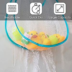 DODAMOUR 2 Packs Mesh Bath Toy Organizer, Toy Storage Pockets for Baby with Hooks, Bathroom Toy Holder Caddy Bag