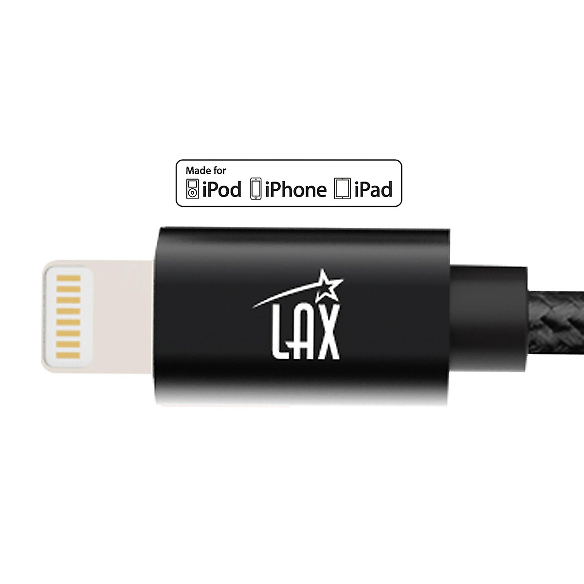 LAX iPhone Charger Lightning Cable - MFi Certified Durable Braided Apple Lightning USB Cord for iPhone 11/11 Pro Max/XS Max/X/iPad, iPod & More