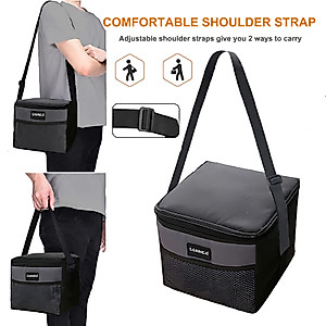 YUMINGUHC 6 Cans Lunch Bag for Women Men Insulated Lunch Box Adult Small Cooler Bag 5L Dual Compartment Reusable Thermal Tote Lunchpack for Office Work Day Trip (Grey)