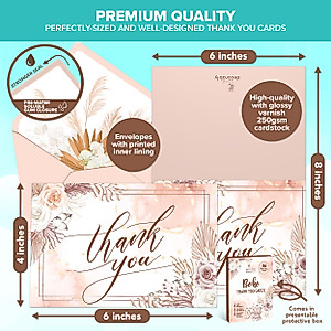 Decorably Thank You Cards with Envelopes & Stickers - 24 Pack Boho Thank You Cards with Envelopes, Blank Inside Baby Shower Thank You Cards Boho, 6x4in Baby Shower Thank You Cards with Envelopes Boho