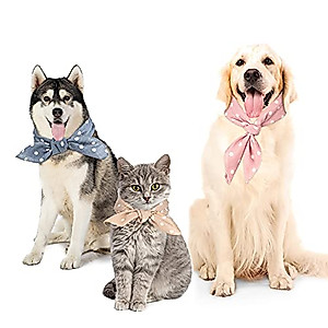 5 Pieces Dog Bandana Pet Summer Bandana Point Dog Kerchief Washable Dog Scarf Bandana Soft Comfortable Dog Daily Bib Adjustable Accessory for Dog Pet (Green, Pink, Ginger, Khaki, Blue,Dot)