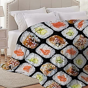 Food Sushi Blanket Cozy Soft Lightweight Flannel Throw Blanket for Bed Sofa Travel All Season Large 80"x60" Adults