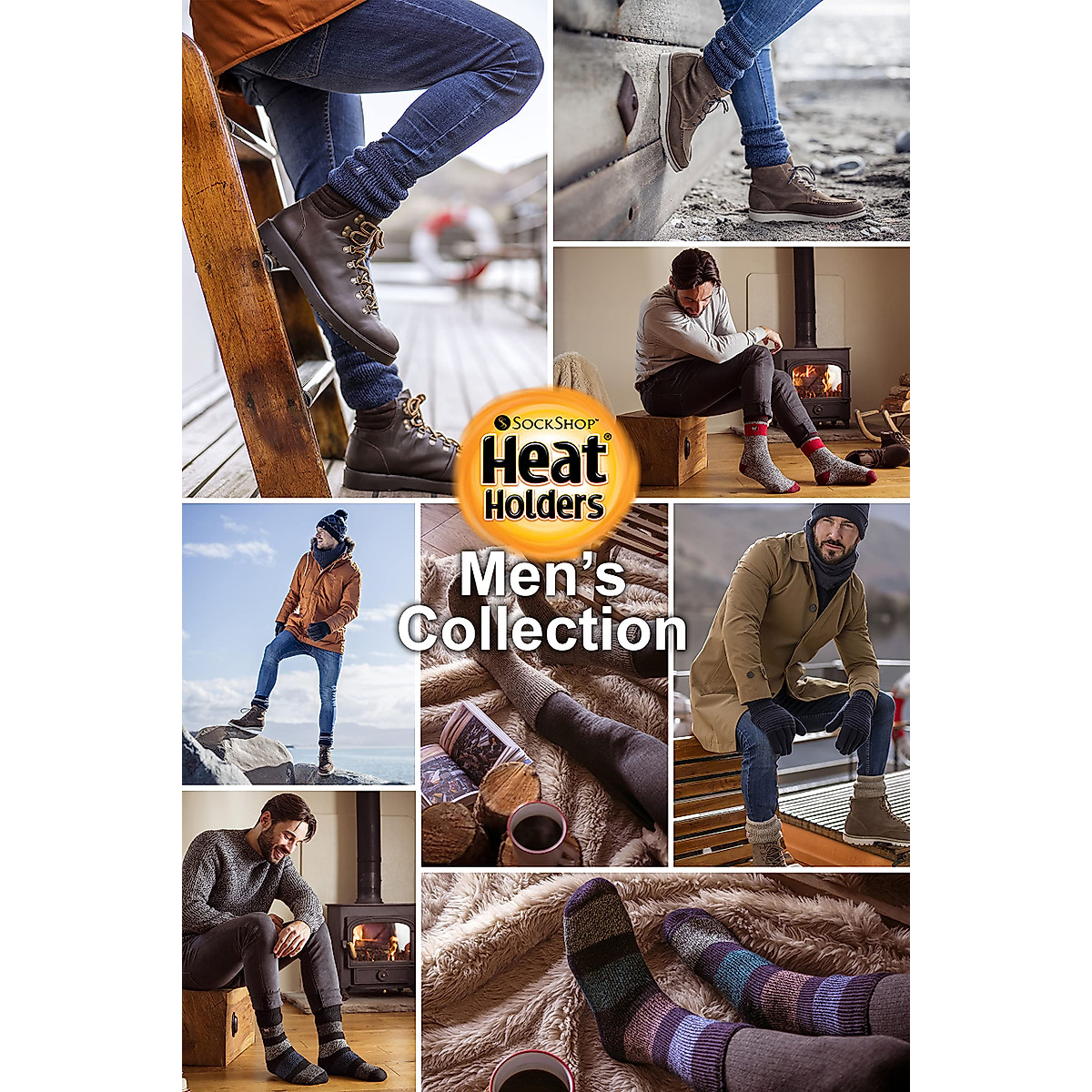 Heat Holders - Mens Winter Warm Thick Bigfoot Thermal Crew Socks Size 13-15 US (Red)