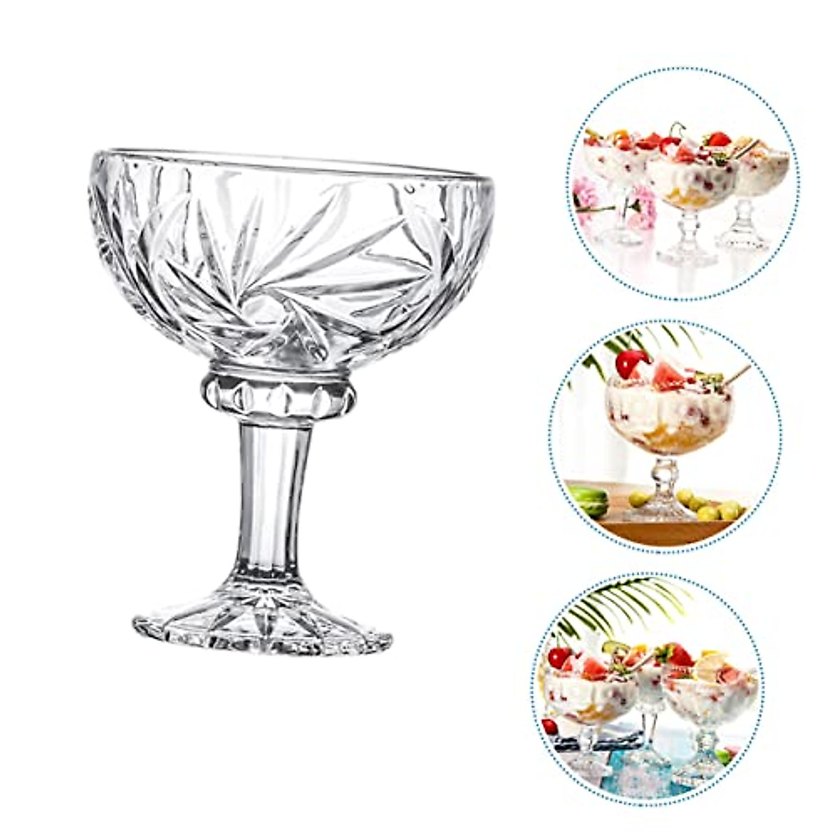 Luxshiny 4pcs Dessert High Salad Transparent Serving Snack Tumbler Clear Bowls Yogurt Trifle Beach Muffins Cups Beverage Tasting Delicate Smoothie Container Base Custard Fruit with Bar