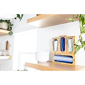 Hadi Home Ziplock Bag Storage Organizer - Premium Bamboo Kitchen Drawer or Wall Food Storage Bag Organizer Holders - With ZO4-BO1-HH BO