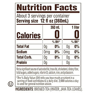 Tejava Original Unsweetened Black Iced Tea, 12 Pack, 1 Liter Glass Bottles, Non-GMO, Kosher, No Sugar or Sweeteners, No calories, No Preservatives, Brewed in Small Batches