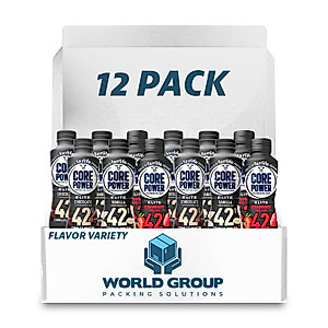 Core Power Elite High Protein Milk Shake 42g (Pack of 12) 3 Flavor Variety - Chocolate, Vanilla and Strawberry 14 Fl Oz by World Group Packing Solutions