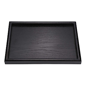 Wood Serving Tray, Reusable Dessert Platters Decorative Fast Food Trays Set for Kitchen Dining Room Party Breakfast in Bed Lunch Dinner Appetizers Patio Ottoman Coffee Table BBQ (Black)