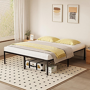 Joceret Metal Bed Frame,18 Inches California King,Simple Metal Platform Bed Frame,Storage Space Under The Bed Heavy Duty Frame Bed,Durable,Suitable for Bedroom,Black