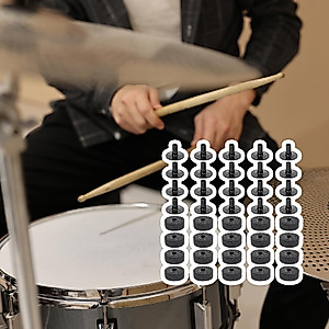 Yibuy Black Drum Set Replacement Parts Felt Washers + Plastic Long Flanged Cymbal Sleeves Pack of 20
