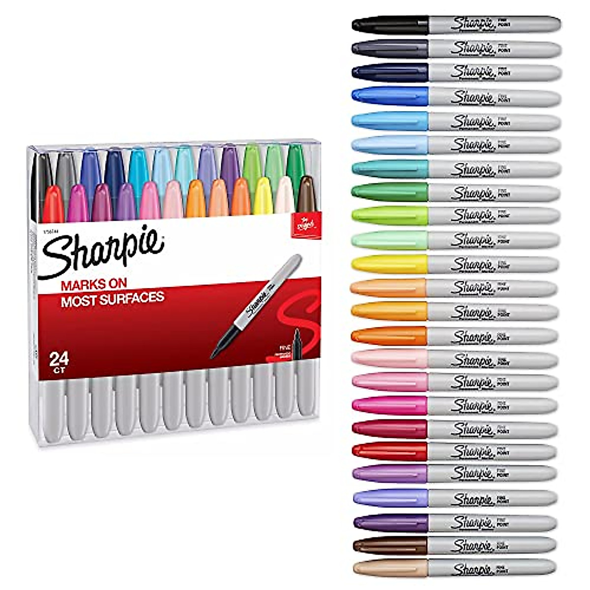 SHARPIE 75846 Fine Point Permanent Marker Assorted 24/Set