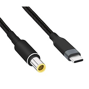 CERRXIAN 6.5ft 100W PD USB Type C Male Input to DC 7.9 x 5.5mm Male Power Charging Cable for Compatible with Lenovo Thinkpad T400 T410 T420 T420s T500 T520 T530 E545 T61 X140e X230(7955-100W)