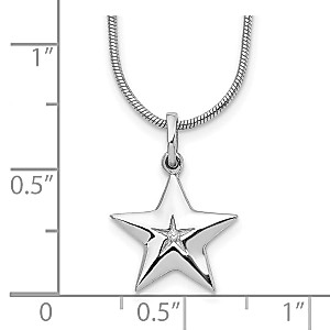 IceCarats 925 Sterling Silver 18 inch Diamond Star Chain Necklace