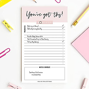 Bliss Collections To Do List Notepad, You've Got This, Magnetic Weekly and Daily Planner for Organizing and Tracking Grocery Lists, Appointments, Reminders, Priorities and Notes, 5"x7" (50 Sheets)