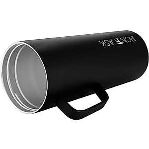 IRON °FLASK Grip Novelty Coffee Mug - Leak Proof, Vacuum Insulated Stainless Steel Bottle, Double Walled, Thermo Travel, Hot Cold, Water Metal Canteen - Midnight Black, 24 Oz - Rubber Bottom
