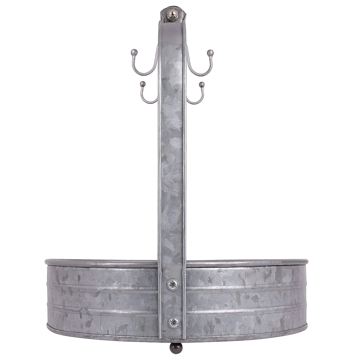 Autumn Alley Rustic Farmhouse Galvanized Coffee Mug Rack Organizer for Kitchen Counter | Mug Tree with Cup Hooks and Basket for Storage of k Cups and Accessories | Perfect for Coffee Bar