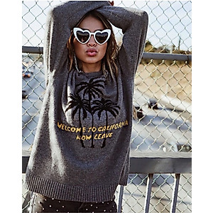 YOSHYA Clout Goggle Heart Sunglasses Vintage Cat Eye Mod Style Retro Kurt Cobain Glasses (White Grey)