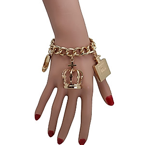 TrendyFashionJewelry Women Gold Queen Crown Bracelet - Metal Chain Fashion Lipstick Perfume Infinity Shoe Charm