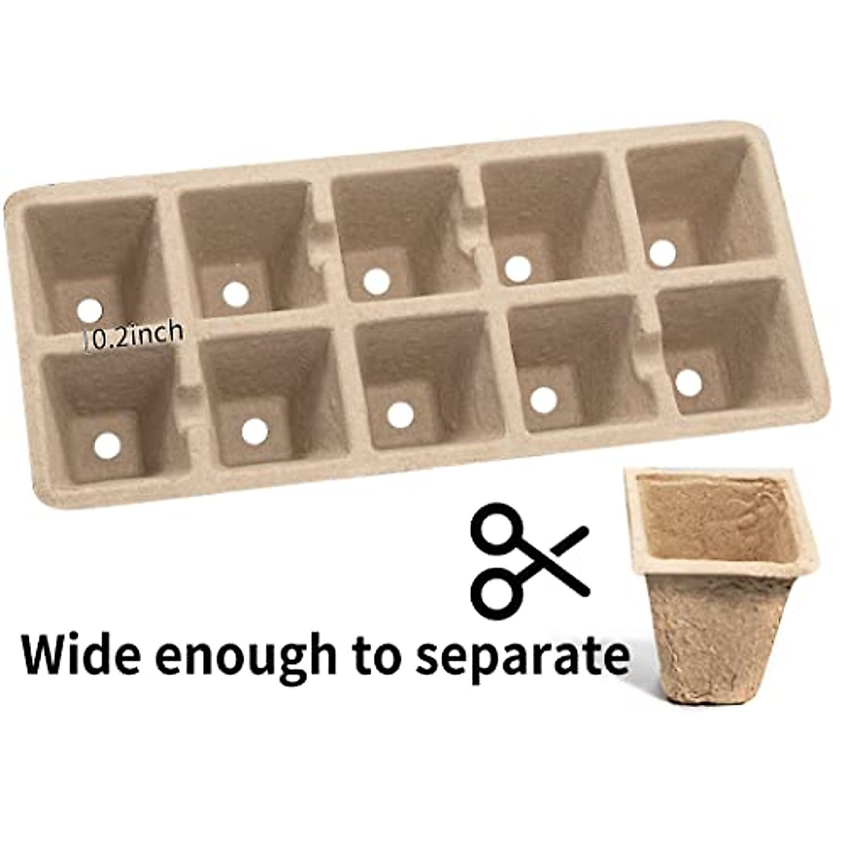 SYITCUN 100 Cells Seedling Starter Trays,10 Pack Starter Trays for Planting Seeds,Biodegradable Seed Starter Peat Pots,Bonus 100 Plant Labels,2 Transplanting Tools,1 Spray Bottle