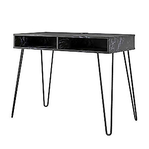Novogratz Athena Computer Storage, Black Marble Desk