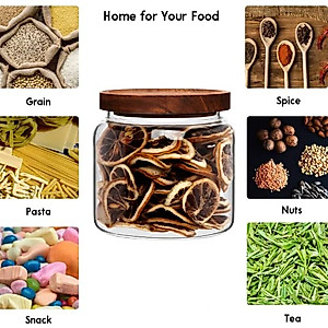 Datttcc Glass Jars,Set of 4 Glass Food Storage Containers with Wooden Lids,Clear Glass Canister Sets for Sugar,Tea,Coffee,Snack,Spice,Herbs(33 oz/ 1000 ml)