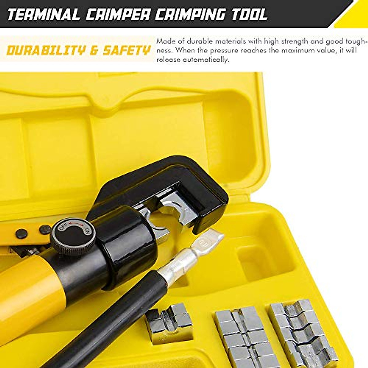 10 Ton Hydraulic Hand Crimper Tool Set for Stainless Steel Cable Railing Fittings, Crimps 1/8" to 3/16", Cable Crimping Tool ​with 9 Pairs of Dies