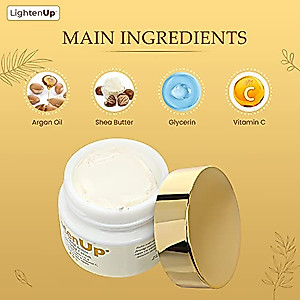 Lightenup Anti-Aging, Skin Brightening Cream - 4.4 fl oz / 100 ml - Dark Spots Corrector for Face & Body, Helps to reduce Hyperpigmentation, with Argan Oil and Shea Butter