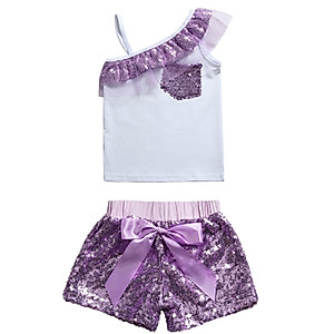 Cilucu Baby Girls Shorts Toddler Sequin Shorts Sparkles on Both Sides Purple 3T