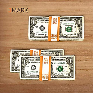 Money Bands Currency Sleeves Straps – Made in USA (Pack of 330 for $50) Self-Adhesive Money Wrappers for Bills Color Coded Wraps Meets ABA Standards, 7.5 x 1.25 inches – Counter Recyclable Kraft Paper
