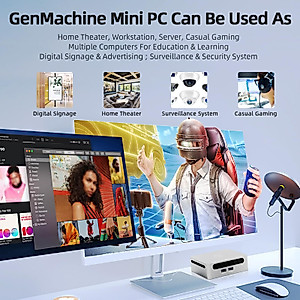 GenMachine Mini PC AMD Ryzen™ 7 5700U (Up to 4.3GHz), Barebone, Use as Home Theater, Workstation, Server,Home Automation, Surveillance and Security System
