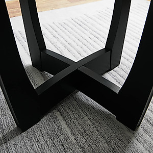 PADMA HOUSE Glass Counter Height Bar Table Stools Set of 4, 42" Round Glasstop Counter Height Table Chairs Set 26" H Barstools Chairs with Upholstered Back for Bar Kitchen Restaurant, Black