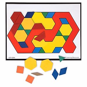 Learning Resources Pattern Block Activity Pack, Pattern Block Cards for Kids, Geometric Shapes, 142 Pieces, Ages 7+