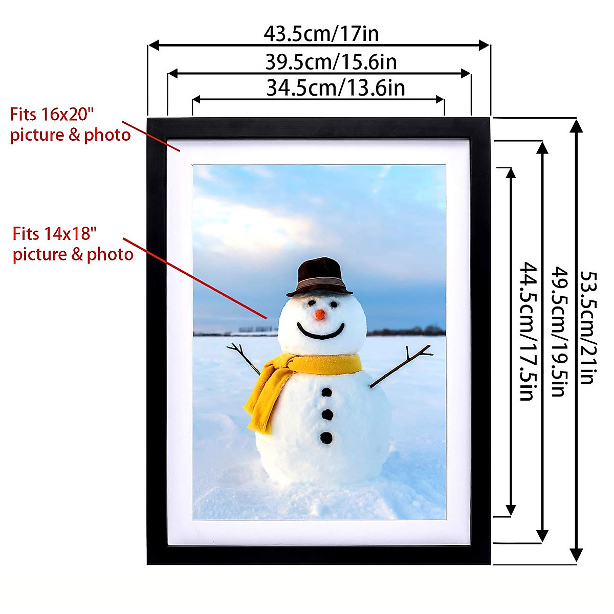 WKDP 16x20 Diamond Painting Frame 40x50cm Diamond Art frames, Display Pictures16x20inch / 40x50cm Without Mat or 14x18inch / 35x45cm With Mat, Solid Wood Frame Black (FK005)