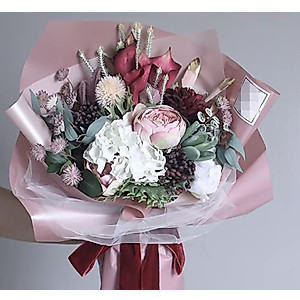 Rikyo 20 Counts Vintage Silver Red Fresh Flowers Wrapping Paper,Florist Bouquet Paper,Waterproof Holding Flowers Christmas Gift Wrapper Florist Bouquet Material 22.75"