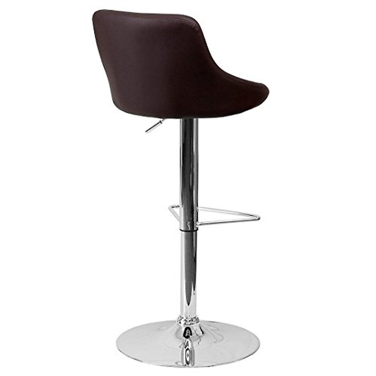 Modern Design Bar Stool Bucket Seat Design Hydraulic Adjustable Height 360-Degree Swivel Seat Sturdy Steel Frame Chrome Base Dining Chair Bar Pub Stool Home Office Furniture - Set of 2 Brown #1985