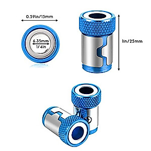 5 Pieces Magnetic Screw Ring Bit Magnetizer Ring Metal Magnetizer Screw, Removable for 1/4 Inch/ 6.35 mm Hex Screwdriver and Power Bits (Blue)