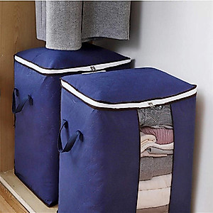 SZLY (2 Pieces) Large-Capacity Clothing Storage Bag with Reinforced Handles and Sturdy Zipper, Suitable for Clothes, Quilts, Blankets