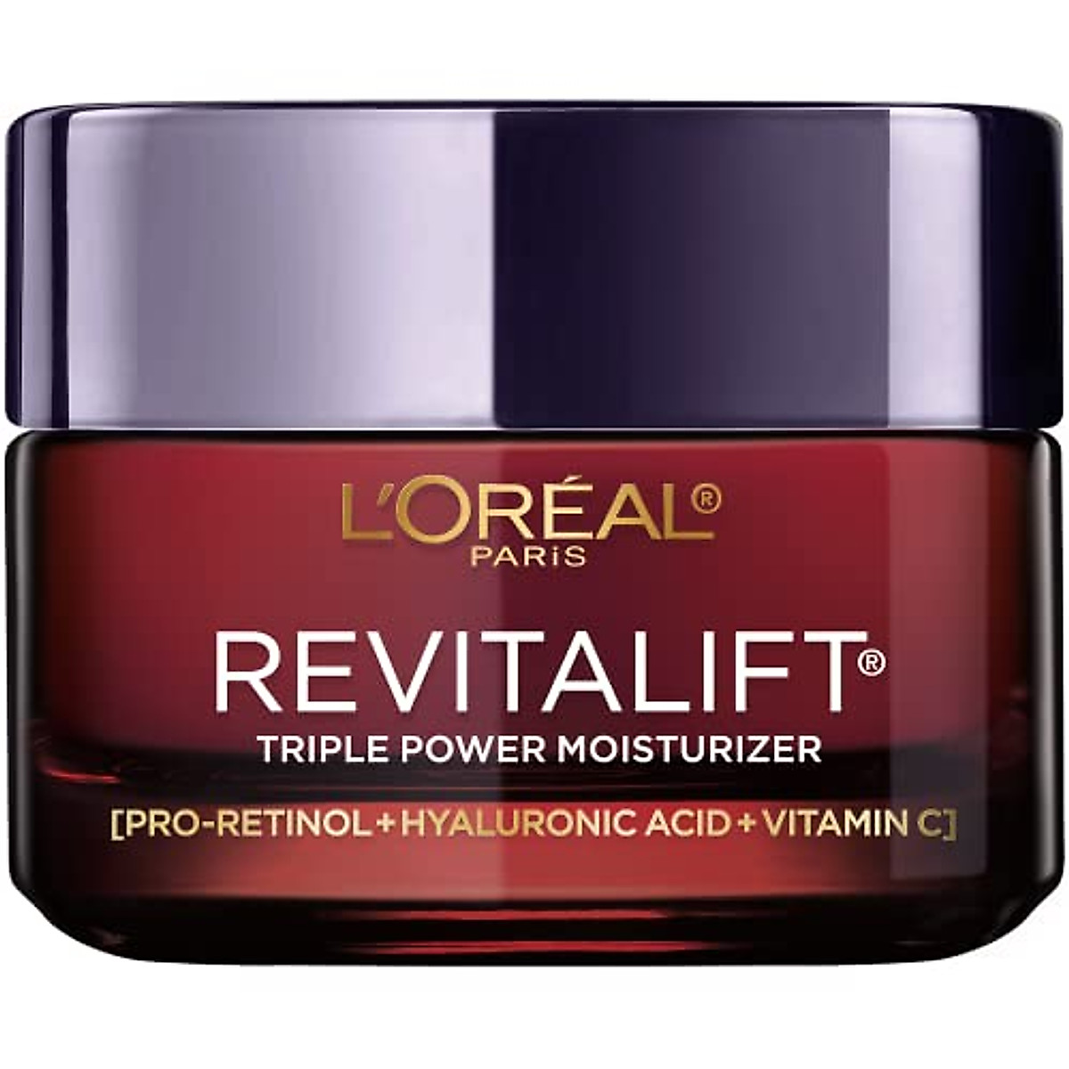 L’Oreal Paris Skincare Revitalift Triple Power AntiAging Face Moisturizer with Pro Retinol, Hyaluronic Acid & Vitamin C to reduce wrinkles, firm and brighten skin, Cream, 2.55 Ounce (Pack of 1)