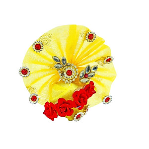 Aditri Creation Yellow Designer Cloth for Lord Krishan Ladu Laddu Gopal Kanaiya Bal Krishna Dress Poshak Vastra for Little Metal Idol Statue (Size:- 6 inches Diameter)